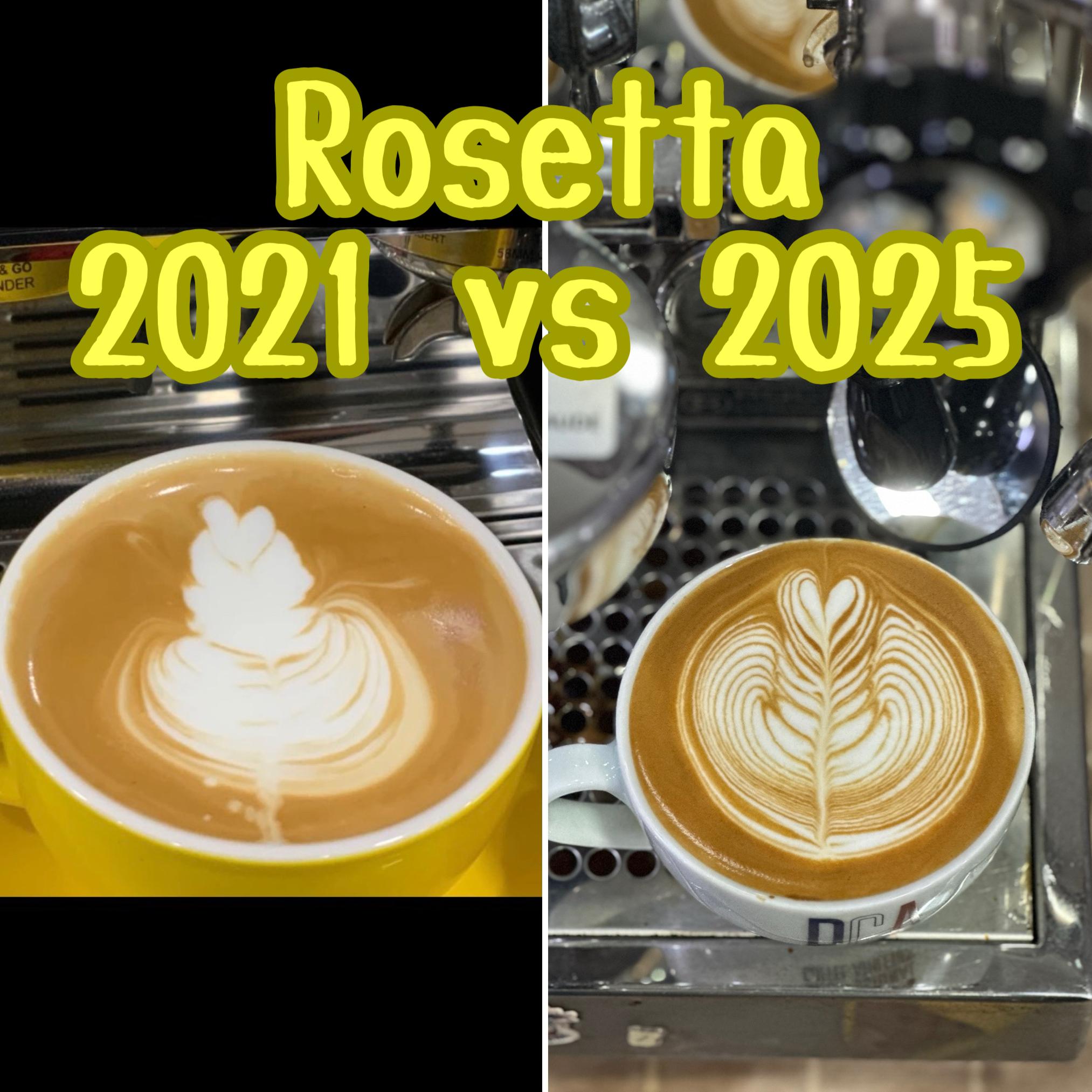 Practice does make smoother pour - Rosetta 2021 vs 2025 - Lefty Coffee