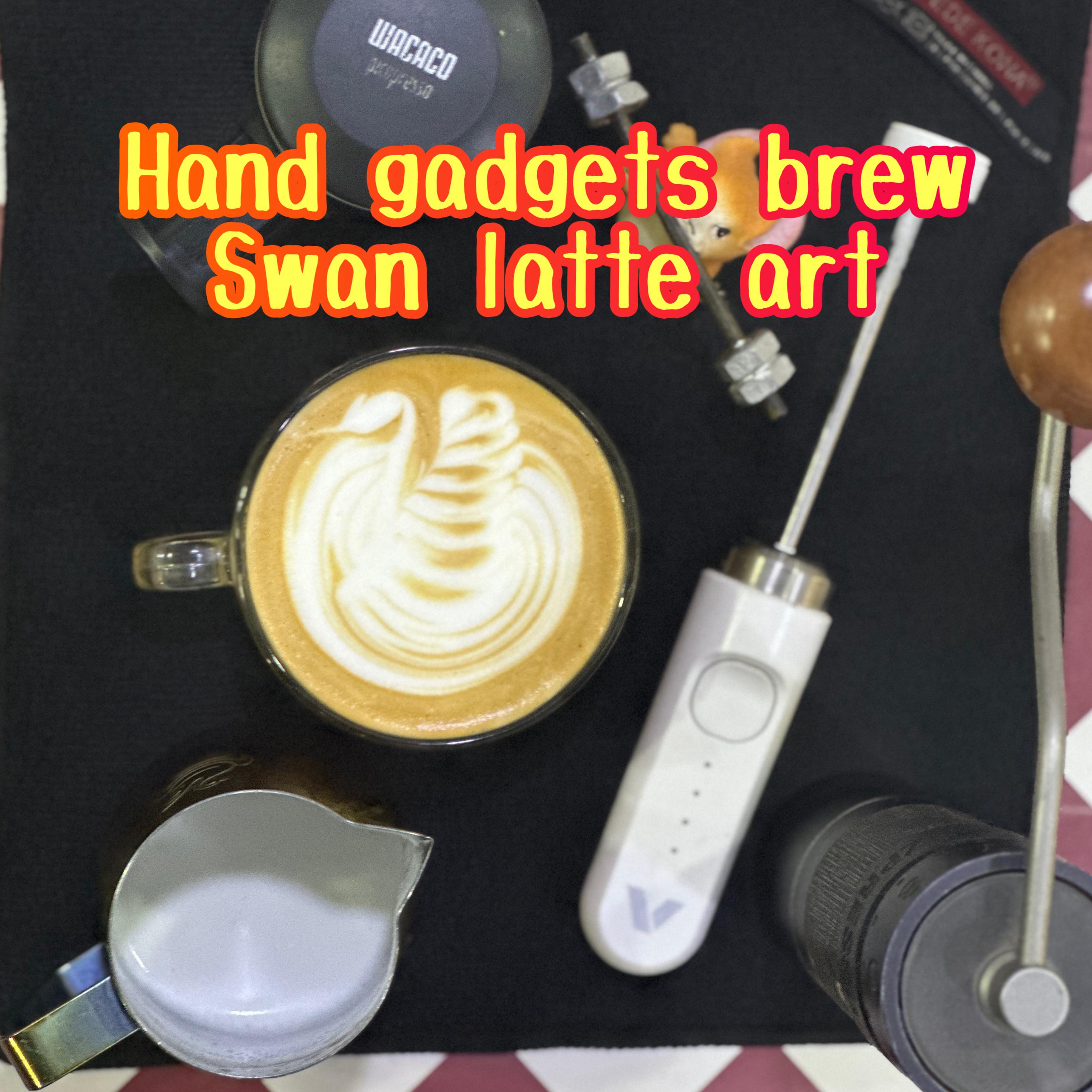 Hand gadgets brew - swan latte art - Lefty Coffee